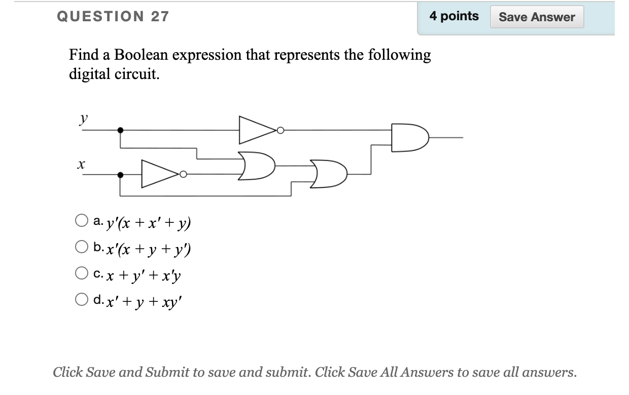Solved QUESTION 27 4 points Save Answer Find a Boolean | Chegg.com