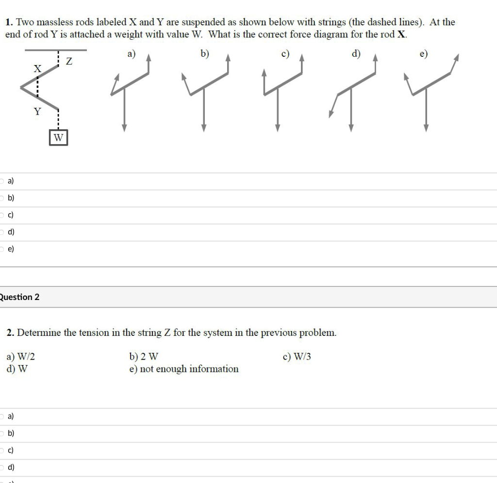 Solved 1. Two massless rods labeled X and Y are suspended as | Chegg.com