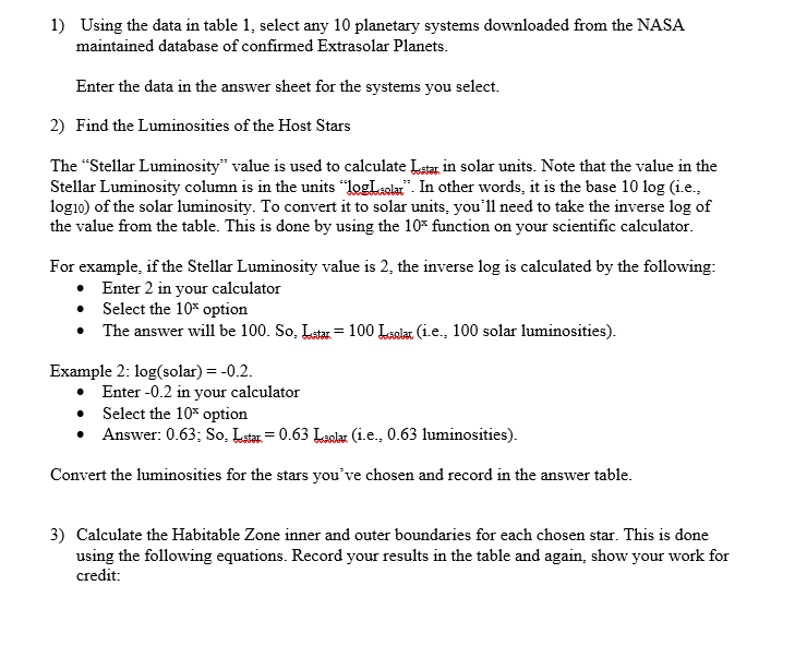 Solved 1) Using the data in table 1 , select any 10 | Chegg.com