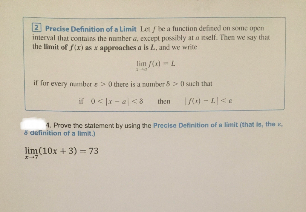 Solved 2) Precise Definition of a Limit Let f be a function | Chegg.com