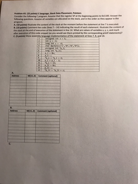 Solved Problem #3、(25 points) C language, Stack Data | Chegg.com