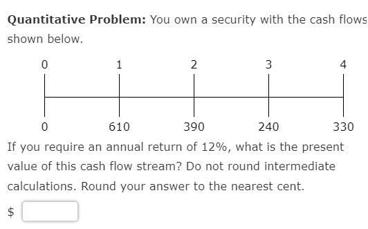 Solved Quantitative Problem: You own a security that | Chegg.com