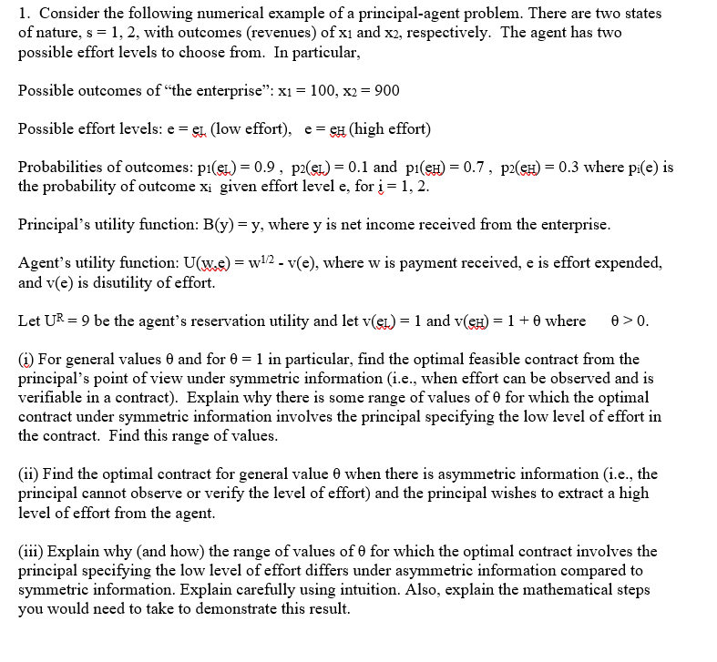 Solved Consider the following numerical example of a | Chegg.com