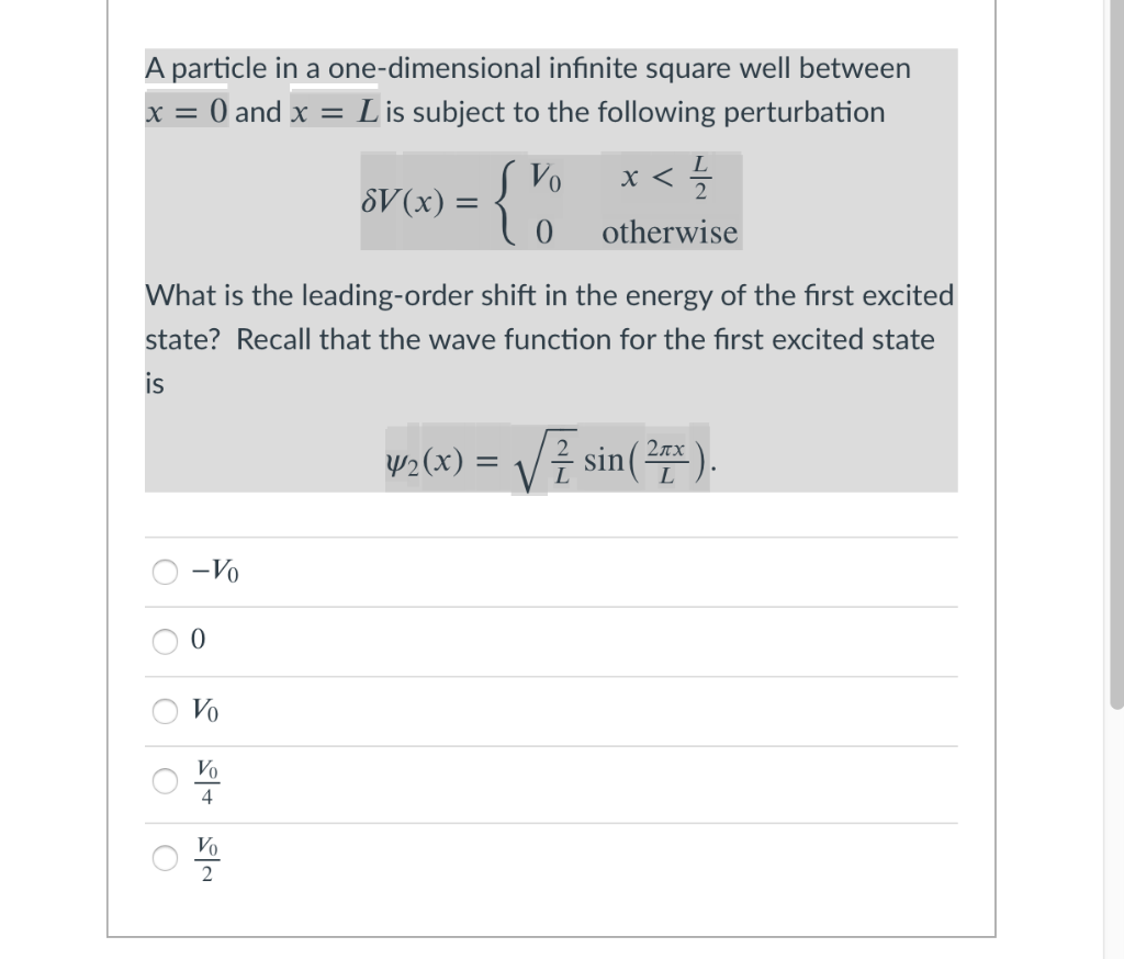 Solved A particle in a one-dimensional infinite square well | Chegg.com