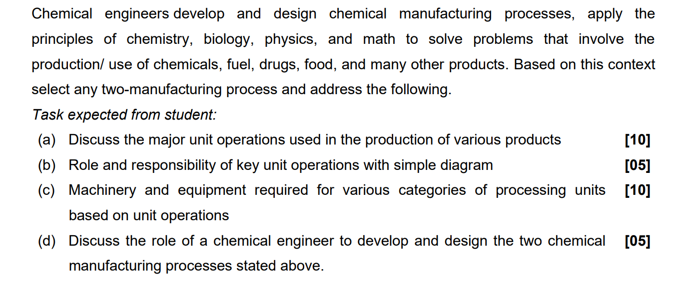 Solved Chemical engineers develop and design chemical | Chegg.com
