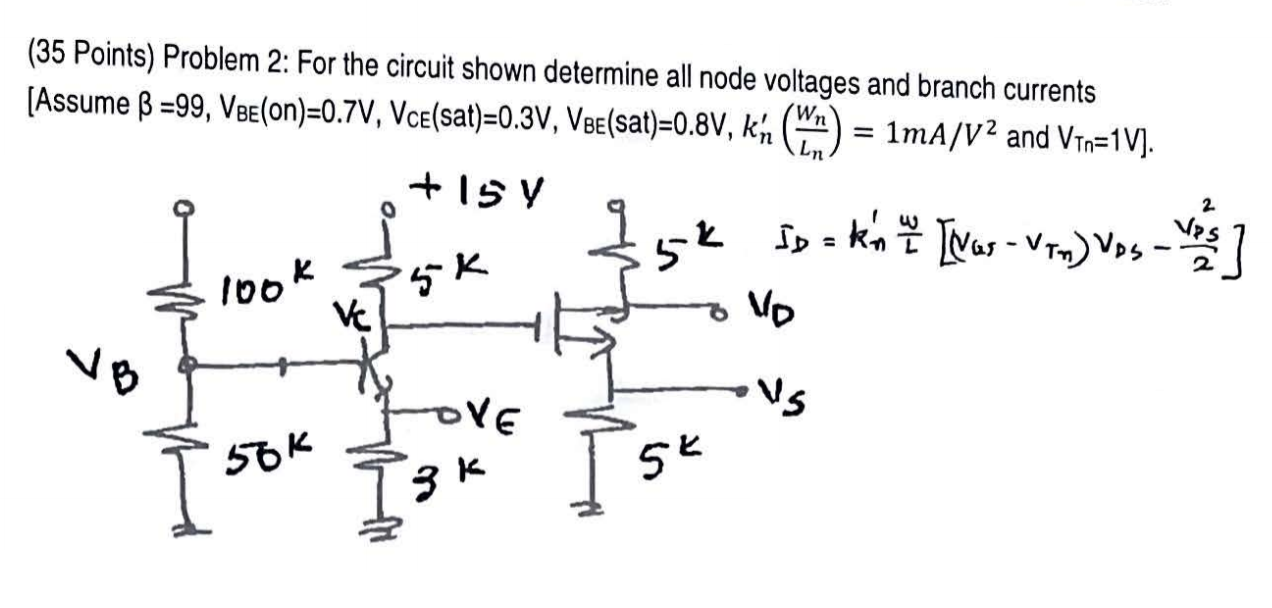 Solved (35 Points) Problem 2: For the circuit shown | Chegg.com Solved (35 Points) Problem 2: For the circuit shown | Chegg.com