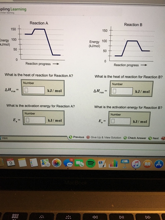 Solved pling Learning Reaction A Reaction B 150 . 150 Energy | Chegg.com