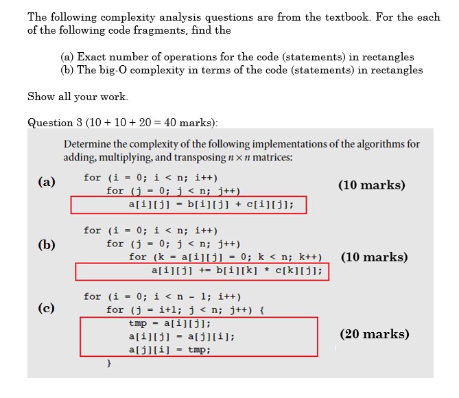 Solved The following complexity analysis questions are from | Chegg.com