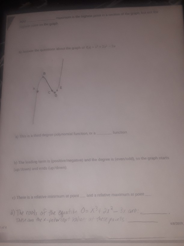 Solved maximum is the highest point in section of the graph, | Chegg.com