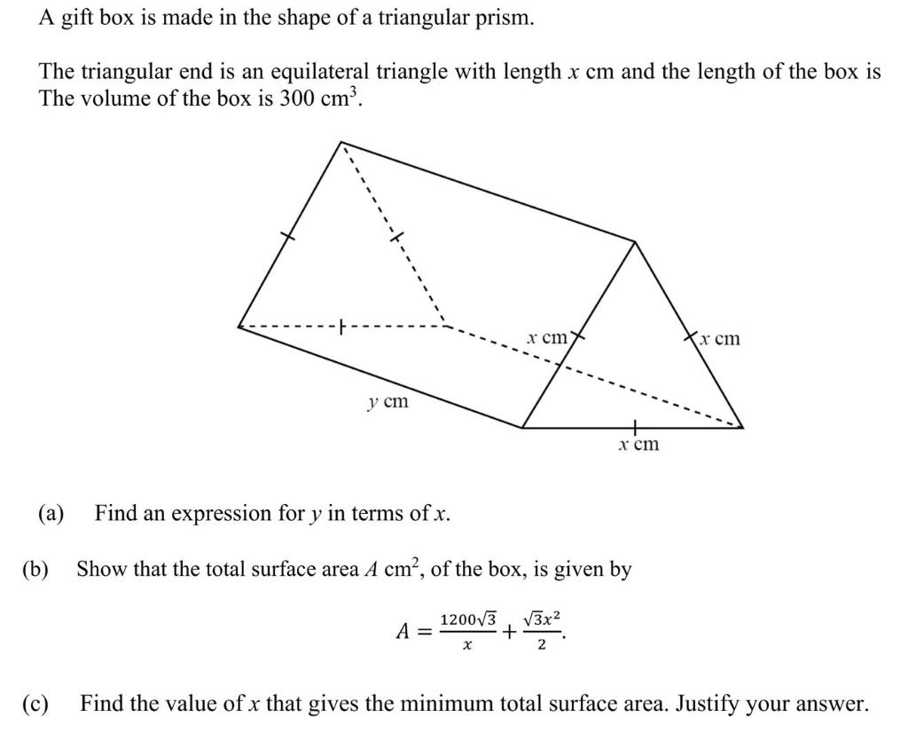 Solved A gift box is made in the shape of a triangular | Chegg.com