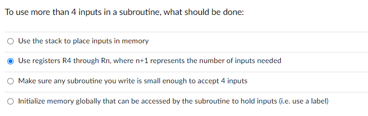 Solved To use more than 4 inputs in a subroutine, what | Chegg.com