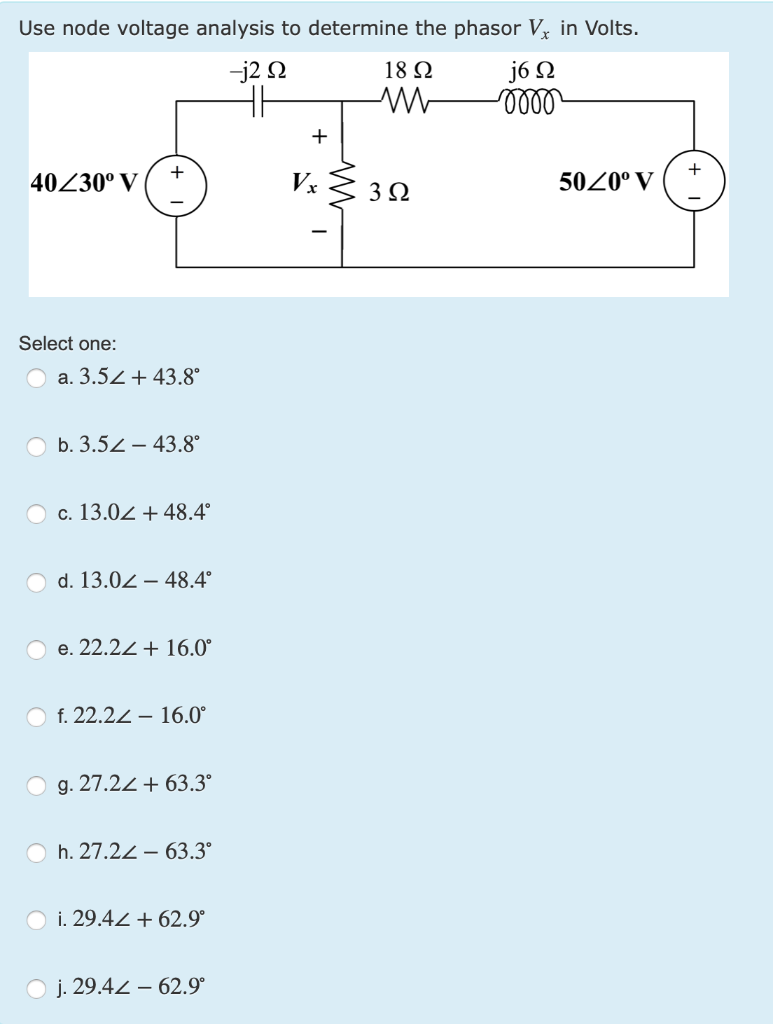 Solved Use node voltage analysis to determine the phasor V, | Chegg.com
