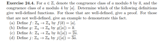 Solved Exercise 24.4. For a∈Z, denote the congruence class | Chegg.com