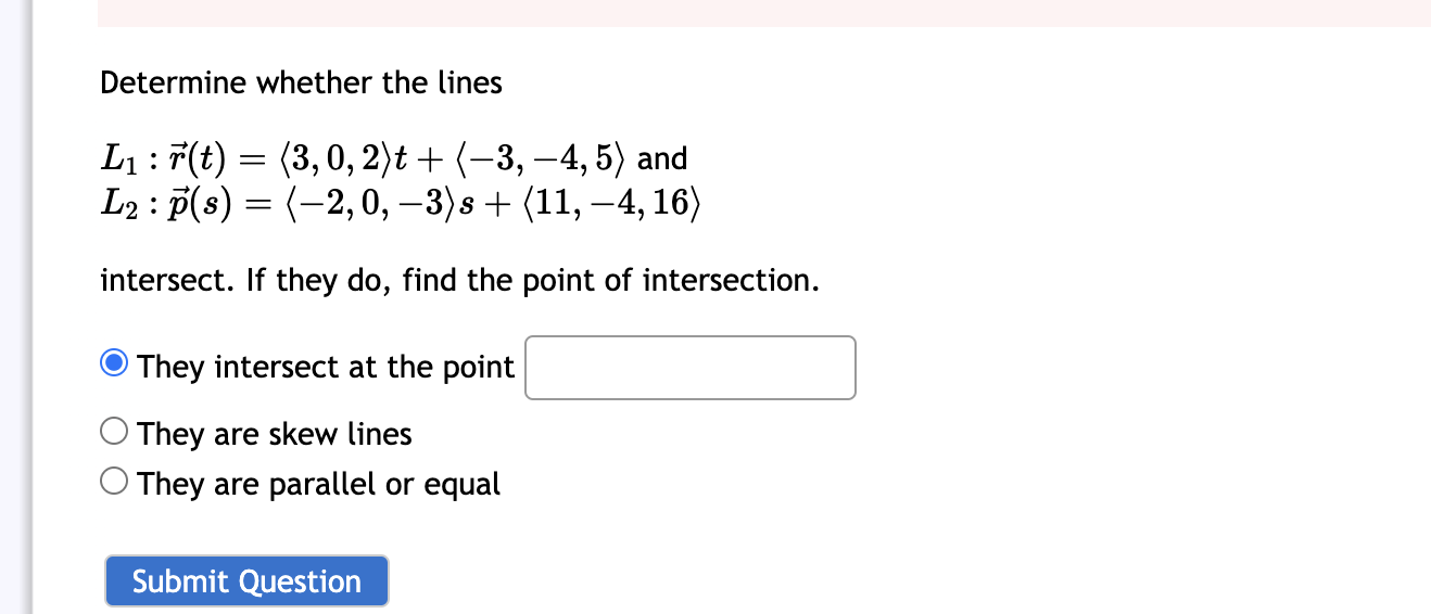 Solved Determine whether the lines | Chegg.com