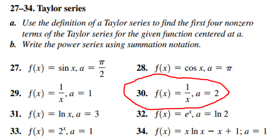 Solved 27–34. Taylor series a. Use the definition of a | Chegg.com