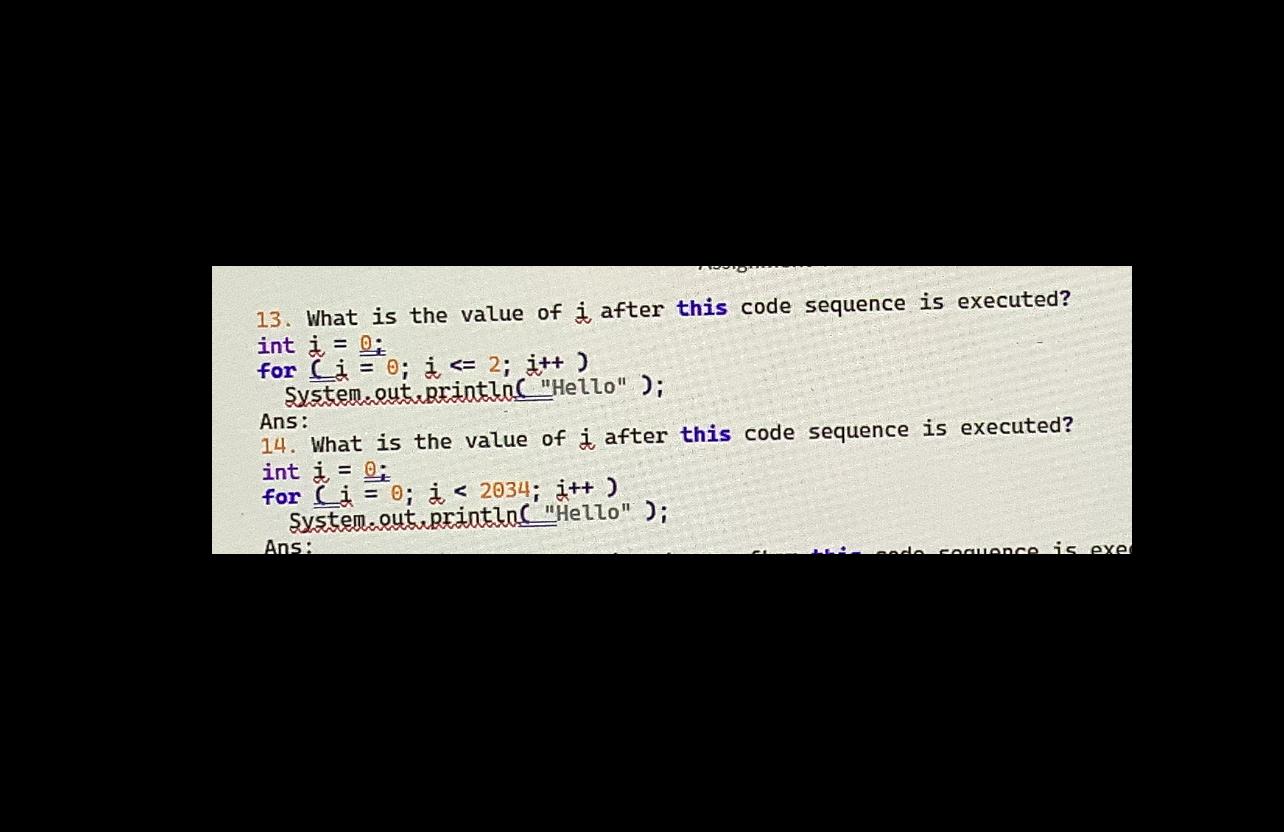 Solved 13. What is the value of i after this code sequence | Chegg.com