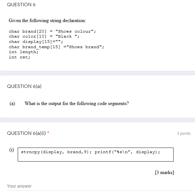 Solved QUESTION 6 Given the following string declaration: | Chegg.com
