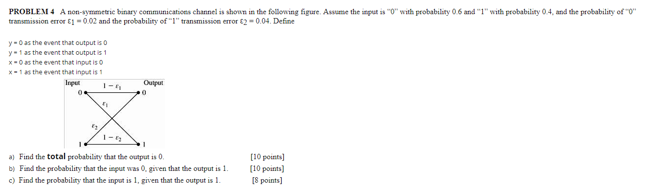 Solved PROBLEM 4 A non-symmetric binary communications | Chegg.com