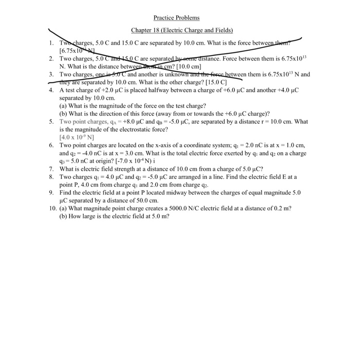 Solved Practice Problems Chapter 18 (Electric Charge and | Chegg.com