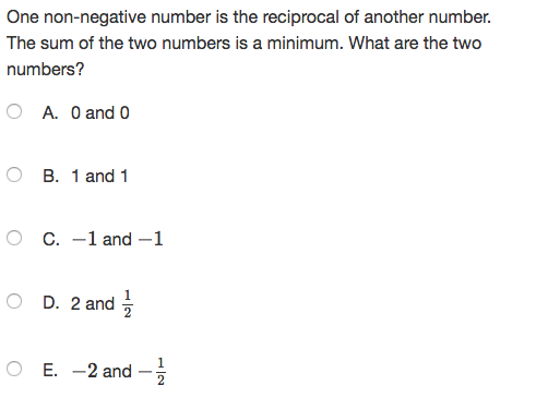 Solved One non-negative number is the reciprocal of another | Chegg.com
