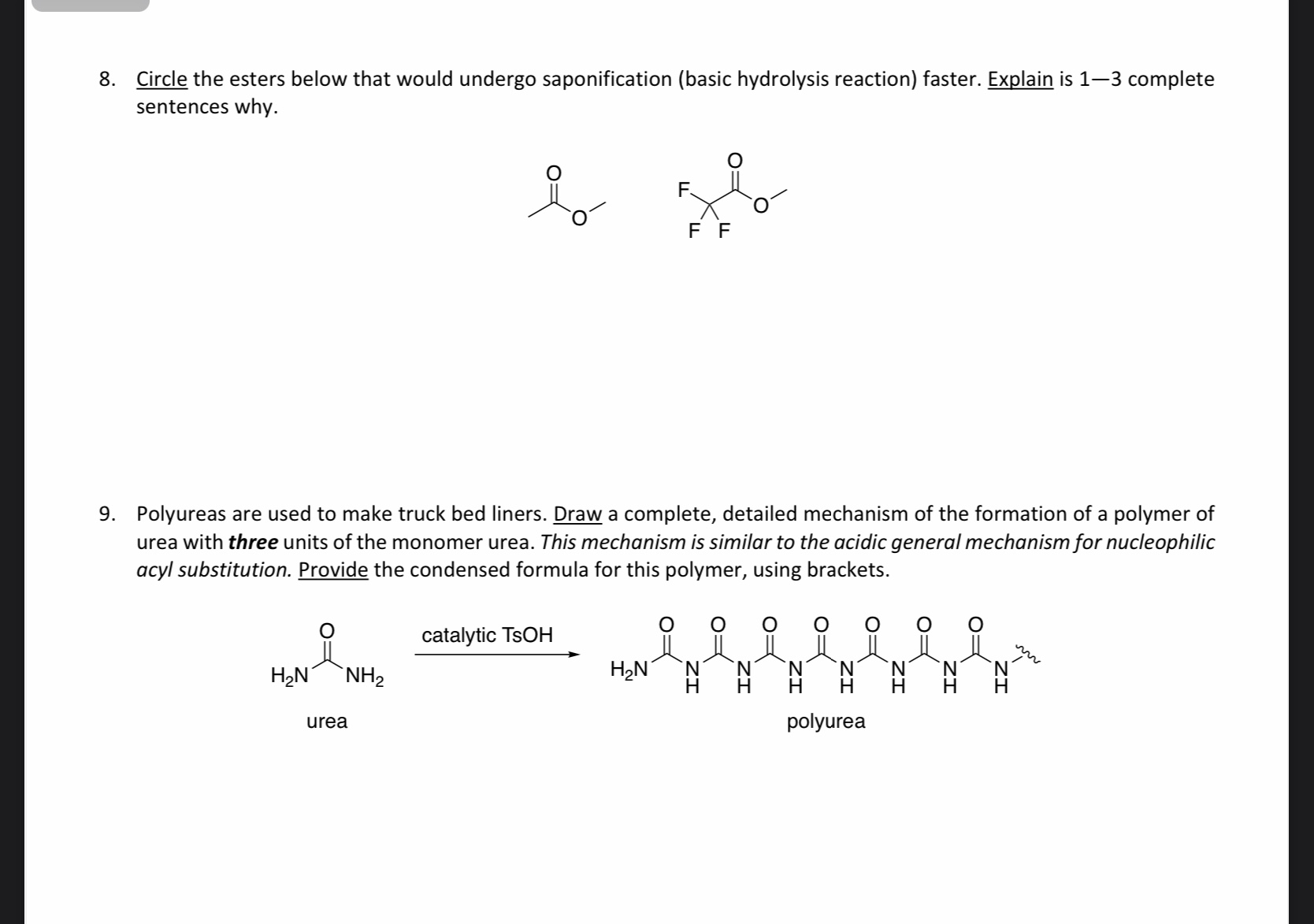 Solved 8. Circle the esters below that would undergo | Chegg.com