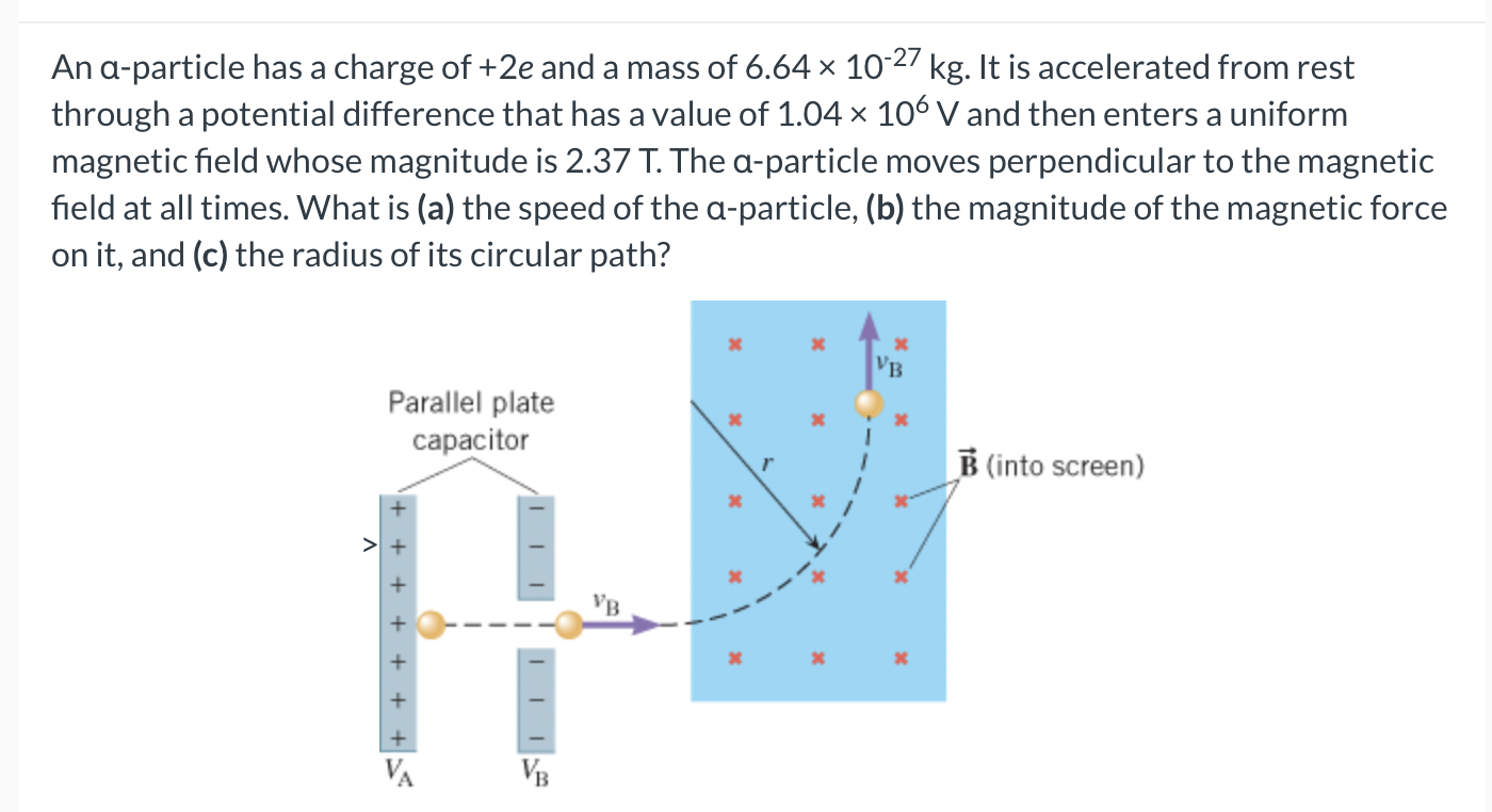 Solved An a-particle has a charge of +2e and a mass of | Chegg.com