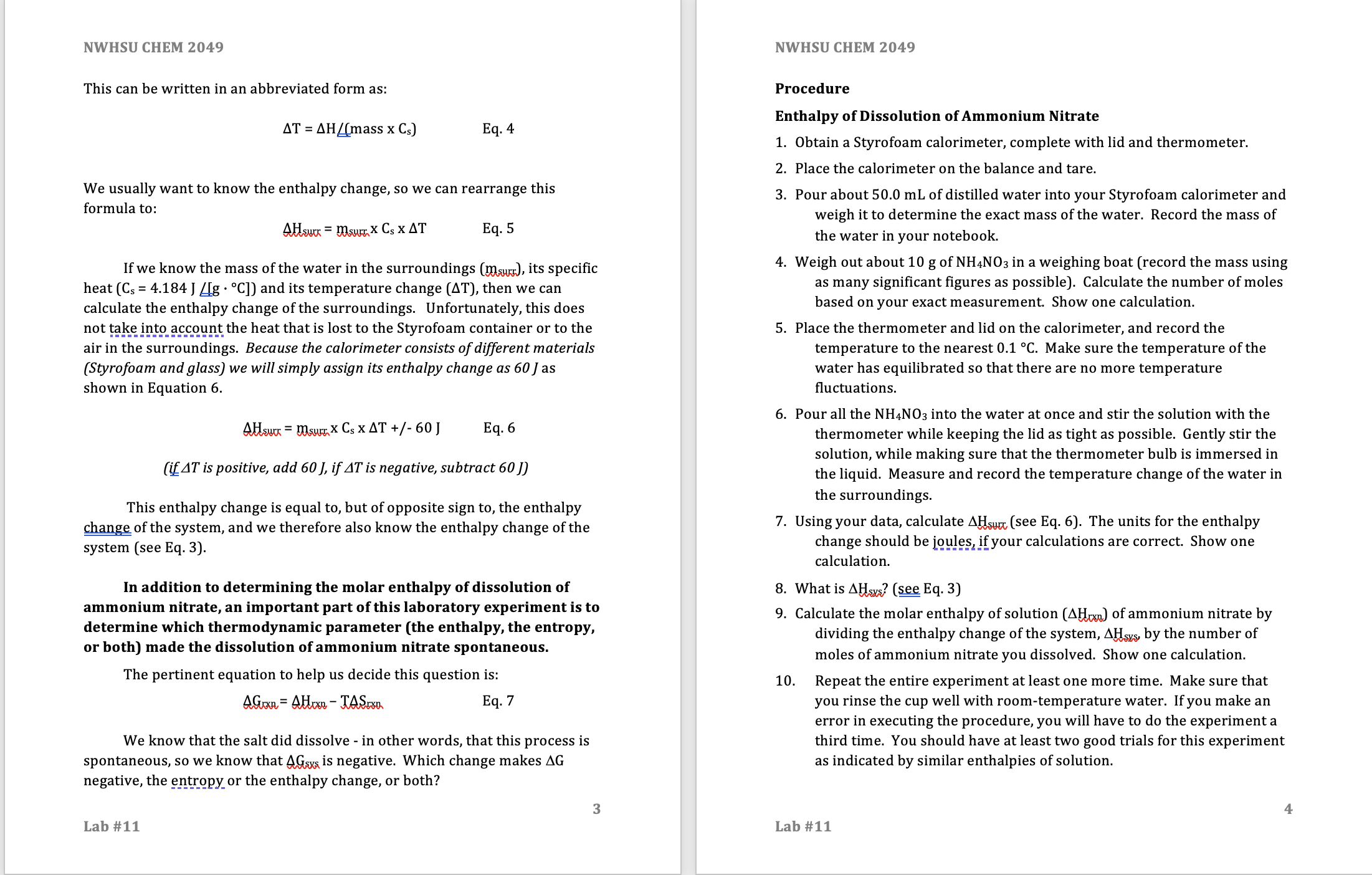 Solved \r\n\r\nNWHSU CHEM 2049 Lab \\#11 Data Sheet Name | Chegg.com