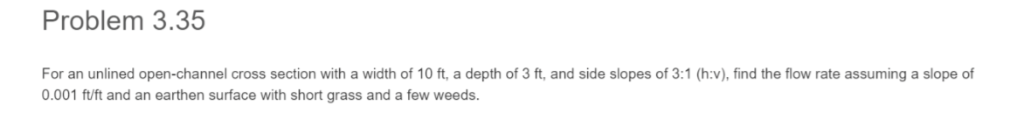 Solved Problem 3.35 For an unlined open-channel cross | Chegg.com