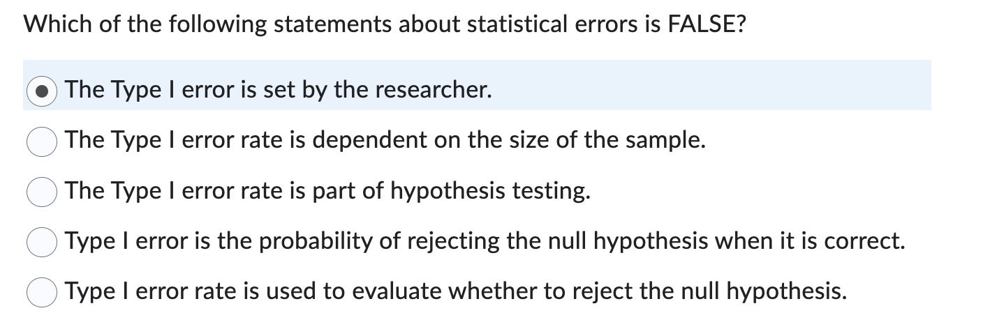 Which of the following statements about statistical | Chegg.com