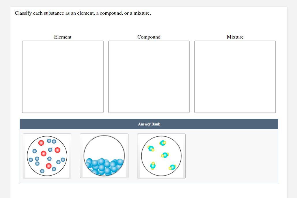 Solved Classify each substance as an element, a compound, or | Chegg.com