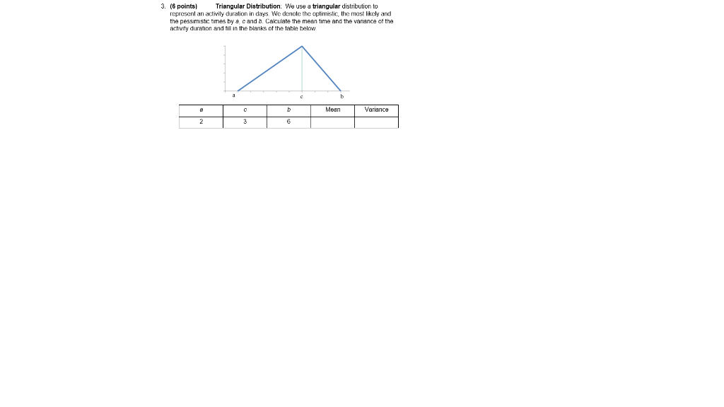 Solved 3. (6 points) Triangular Distribution: We use a | Chegg.com