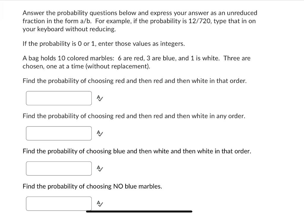 Solved Answer the probability questions below and express | Chegg.com