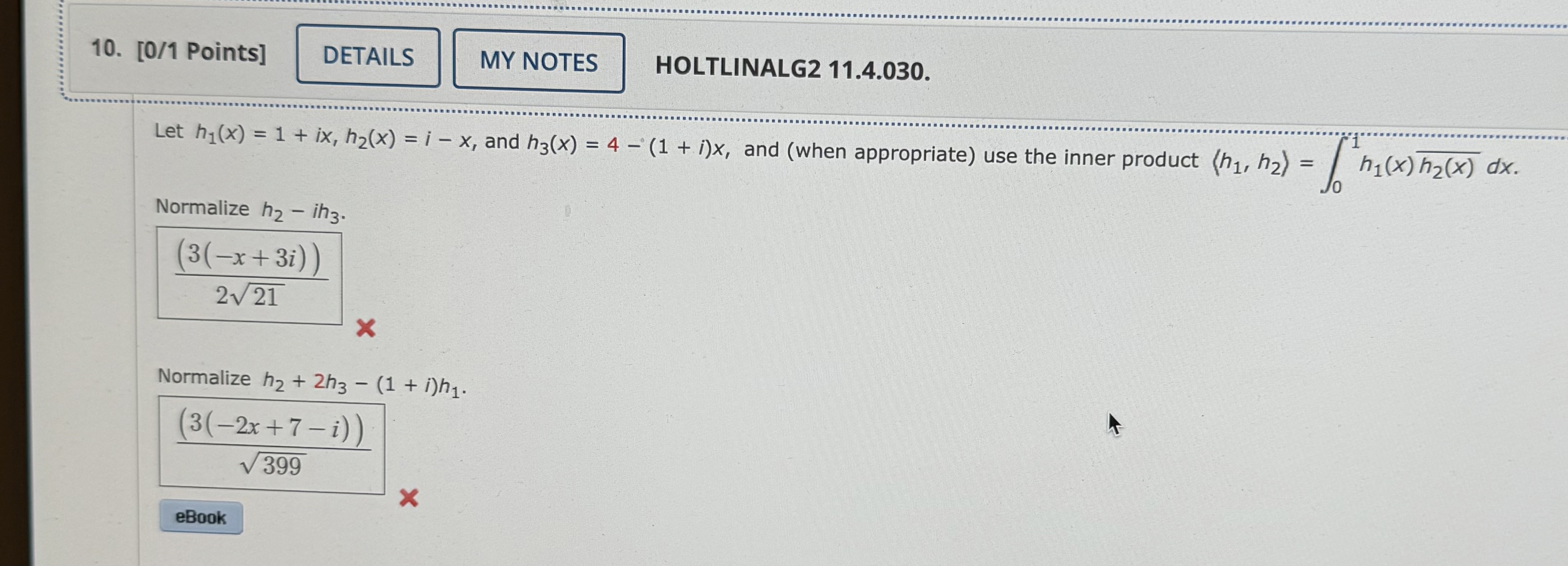 Solved Let h1(x)=1+ix,h2(x)=i-x, ﻿and h3(x)=4-(1+i)x, ﻿and | Chegg.com