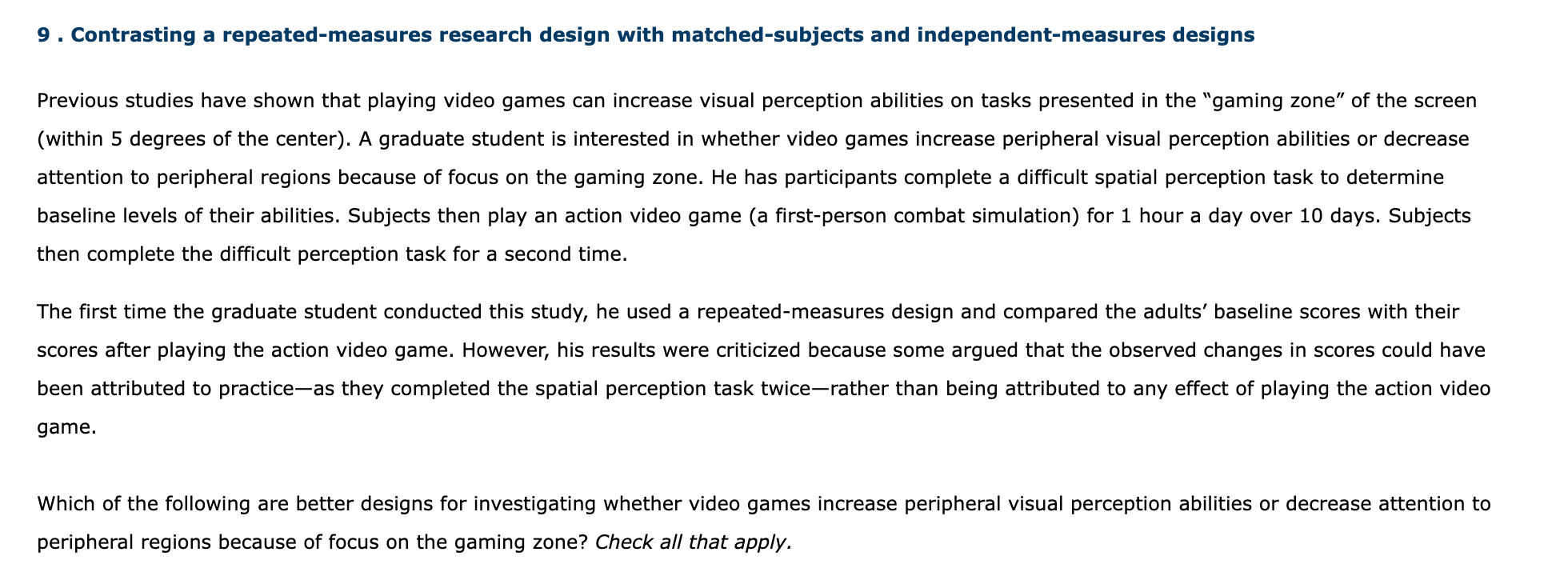 Solved 9. Contrasting a repeated-measures research design | Chegg.com