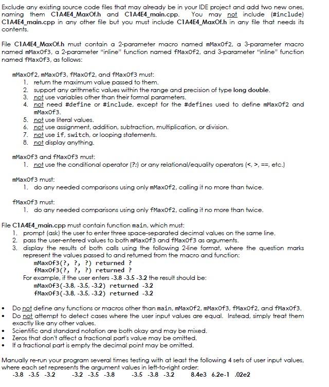 Solved Exclude any existing source code files that may | Chegg.com