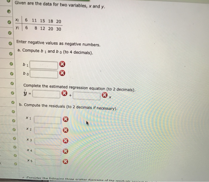 Solved Given are the data for two variables, x and y x 6 11 | Chegg.com