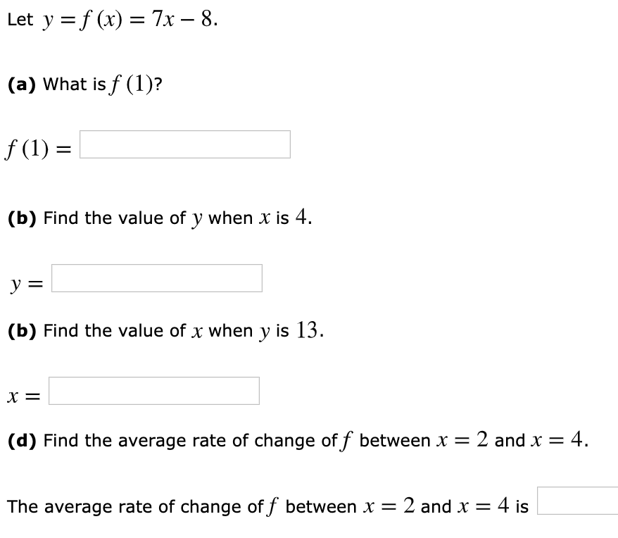 Solved Let Y F X 7x 8 A What Is F 1 F 1 B