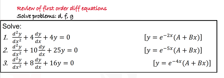 Solved Review Of First Order Diff Equations Solve Problems Chegg