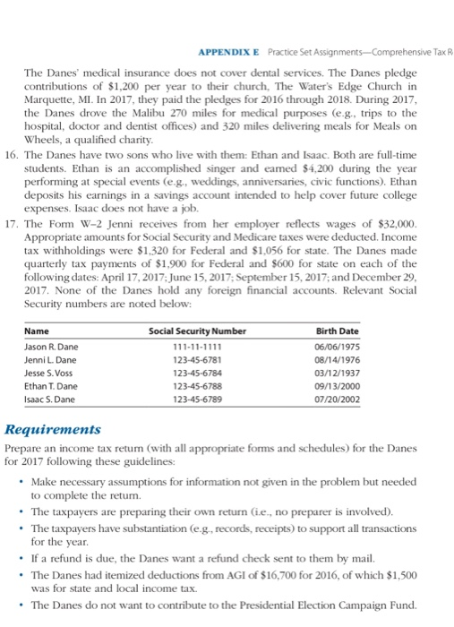 Practice Set Assignments Comprehensive Tax Return | Chegg.com