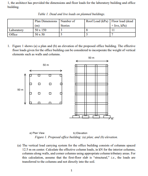 1, the architect has provided the dimensions and | Chegg.com