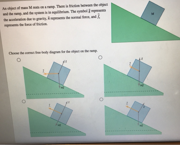 Solved An object of mass M rests on a ramp. There is | Chegg.com