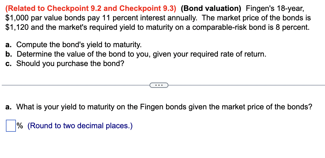 Solved (Related to Checkpoint 9.2 and Checkpoint 9.3) (Bond | Chegg.com
