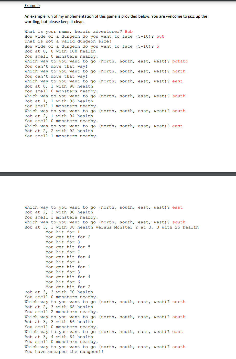 Solved Your task is to implement a game called Dungeon | Chegg.com