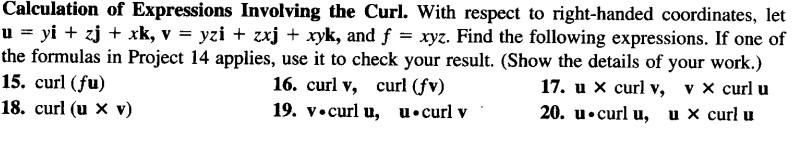 Solved Calculation of Expressions Involving the Curl. With | Chegg.com