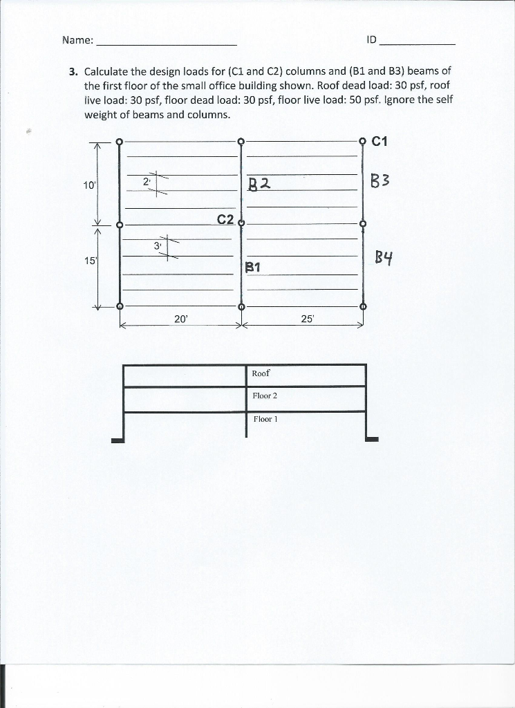 Solved Name: ID 3. Calculate the design loads for (C1 and | Chegg.com