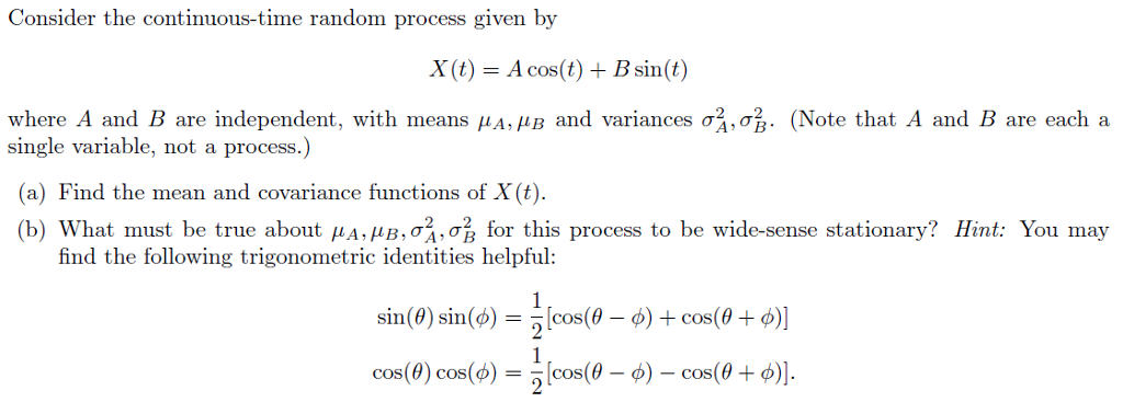 Consider the continuous-time random process given by | Chegg.com