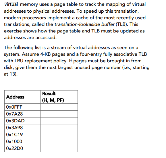 virtual memory uses a page table to track the mapping | Chegg.com