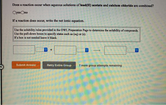 Solved Does a reaction occur when aqueous solutions of | Chegg.com