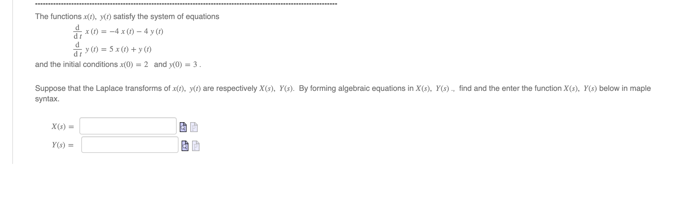 Solved The functions x(t), y(t) satisfy the system of | Chegg.com