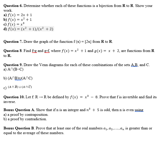 [Solved]: Question 1. Let f:ZZ be a function defined by f(x